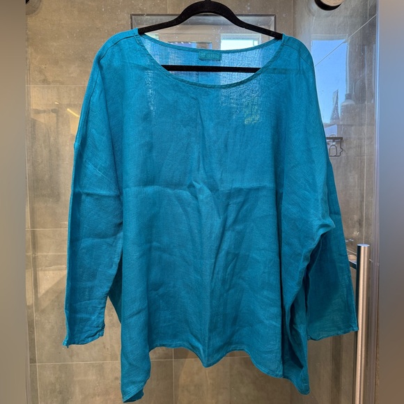 CP Shades | Tops | Linen Top In Cerulean Blue | Poshmark